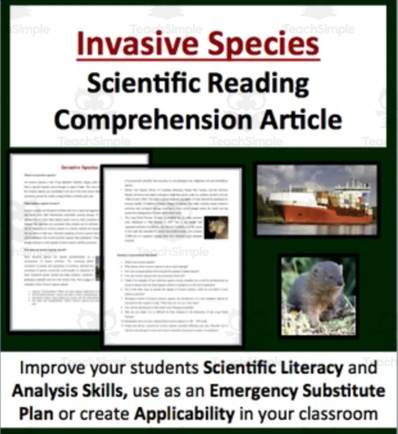 Invasive Species Reading Comprehension Article by Teach Simple