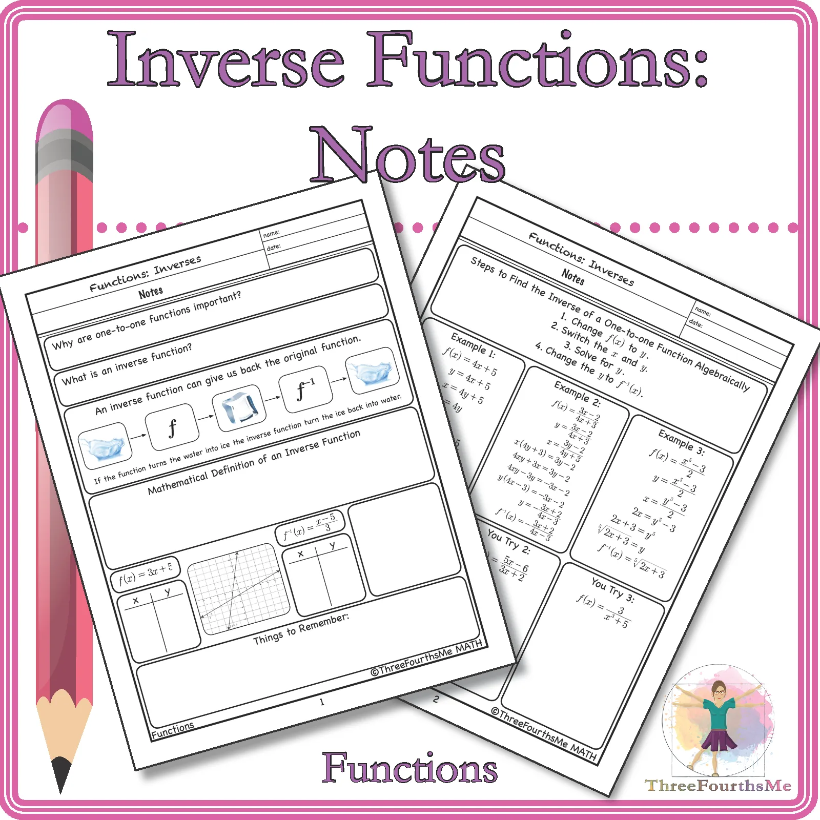 Inverse Function Scaffolded Notes by Teach Simple