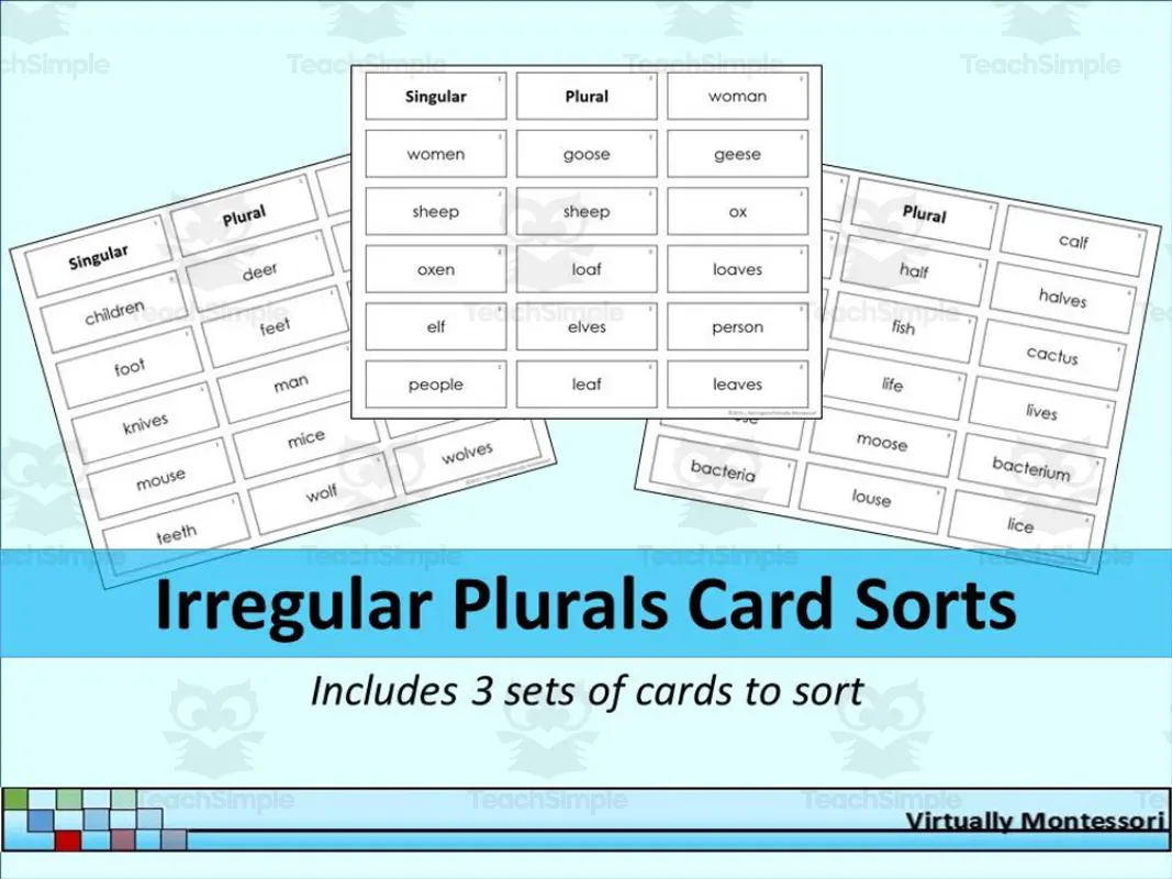 Irregular Plurals Card Sorts by Teach Simple