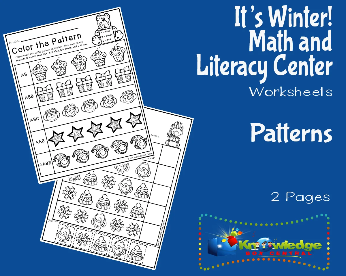 It's Winter! Kindergarten Math & Literacy Center: Patterns by Teach Simple