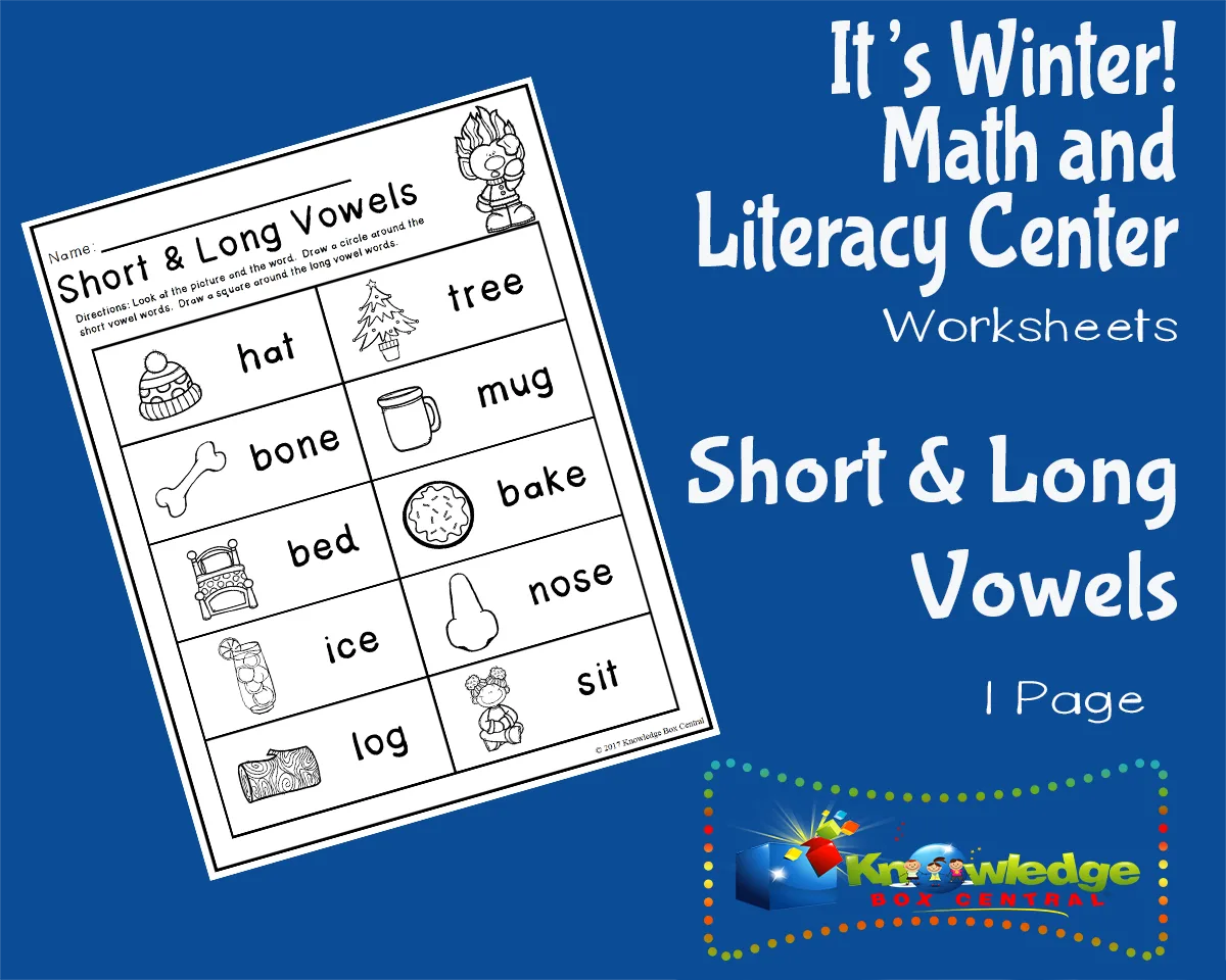It's Winter! Kindergarten Math & Literacy Center: Short and Long Vowels ...