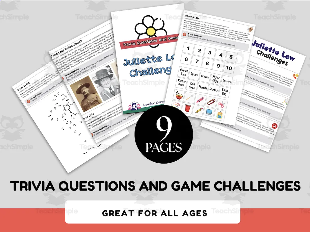 Juliette Gordon Low 20 Fun Trivia and Game Challenges Activity Booklet ...