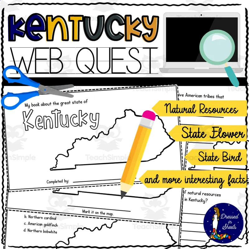 Kentucky WebQuest Printable Book by Teach Simple