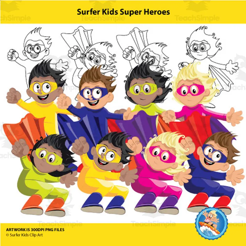 Kid Super Heroes Clipart by Teach Simple