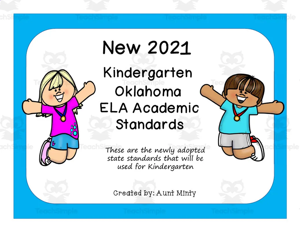 Kindergarten ELA Standards | Oklahoma State Standards by Teach Simple