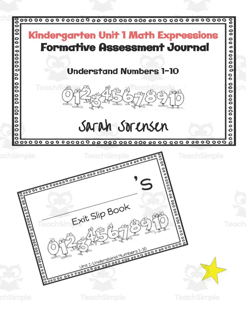 Kindergarten Math Exit Slip Journal | Unit 1 Math Expressions by Teach ...