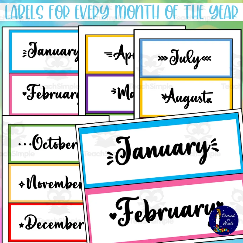 Labels for Every Month of the Year by Teach Simple