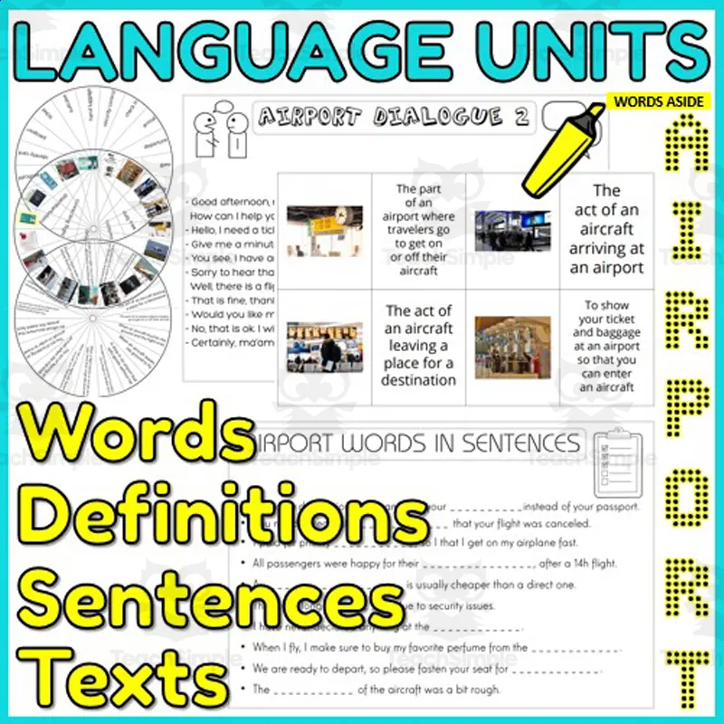 Language Units Packs Reading and Writing | AIRPORT by Teach Simple