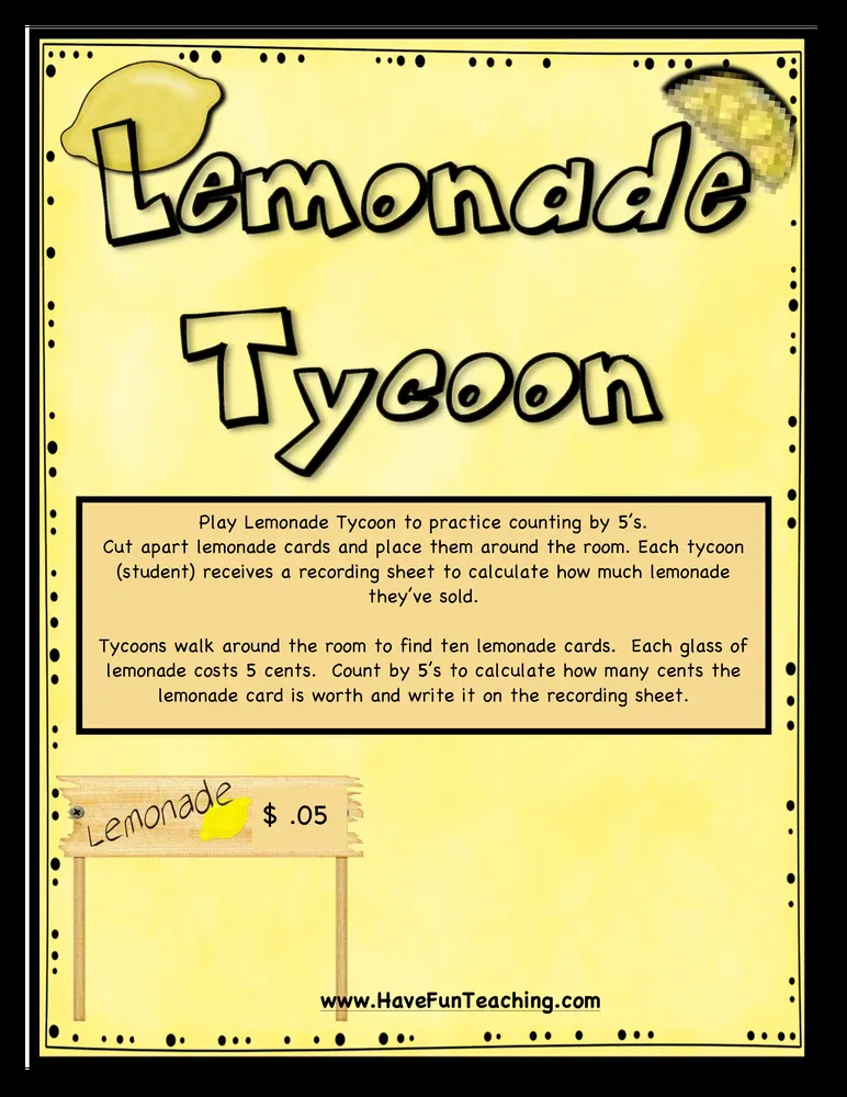 Lemonade Tycoon Counting by Fives Activity by Teach Simple