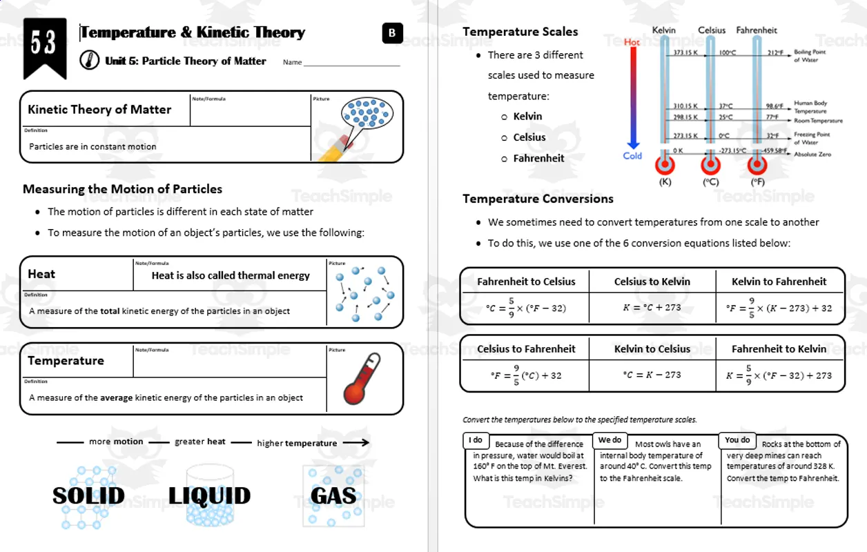 Lesson 5.3 - Temperature & Kinetic Theory by Teach Simple