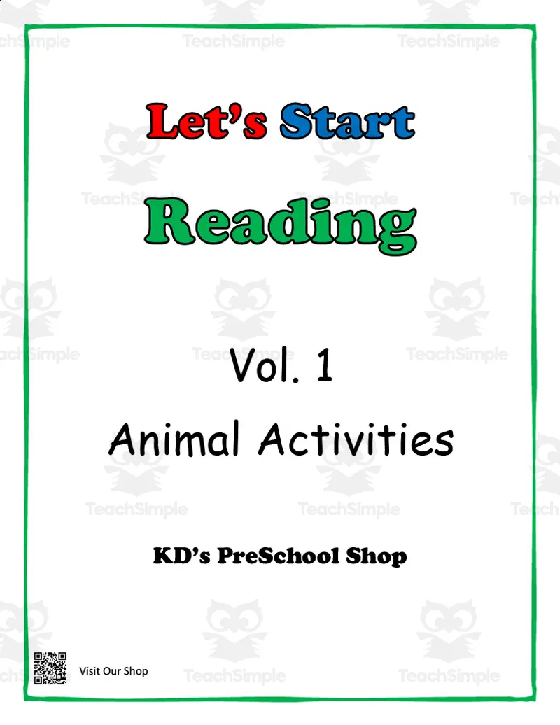 Let's Start Reading Volume 1: Animal Activities Packet by Teach Simple