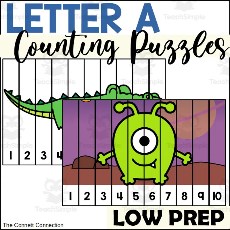 Letter A Counting to 10 Puzzles by Teach Simple