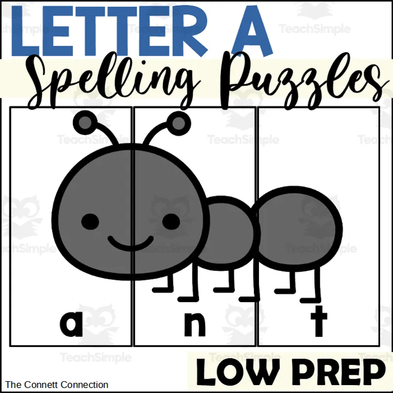 Letter A Spelling Puzzles by Teach Simple