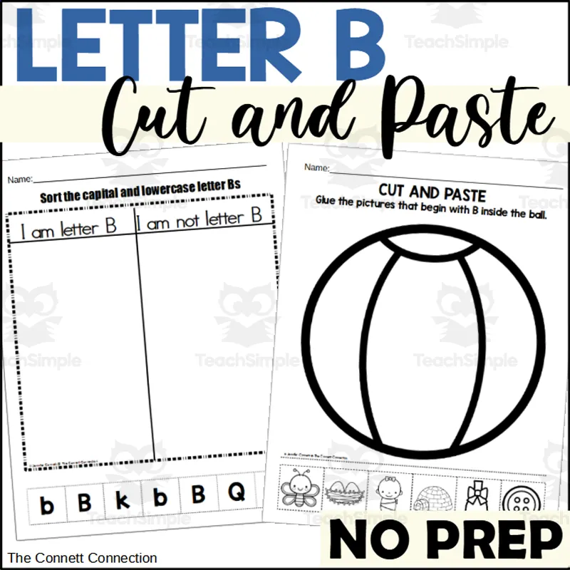 Letter B Cut and Paste Worksheets by Teach Simple