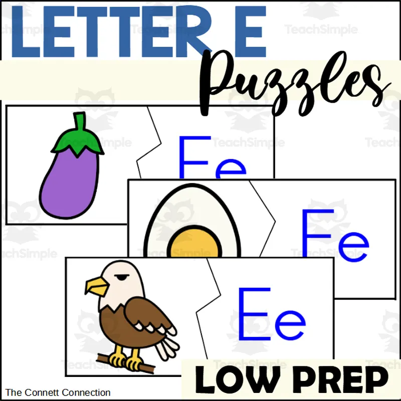 Letter E Beginning Sound Puzzles by Teach Simple
