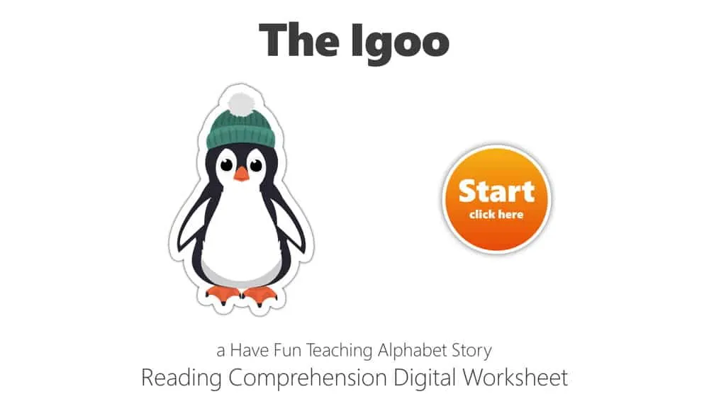 Letter I The Igloo Reading Comprehension Digital Worksheet by Teach Simple