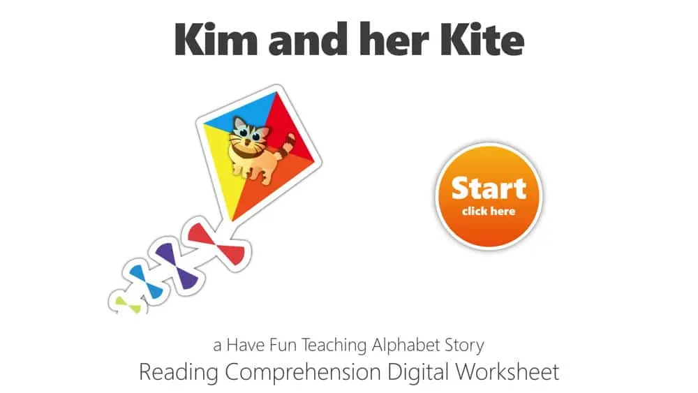 Letter K Kim and her Kite Reading Comprehension Digital Worksheet by ...