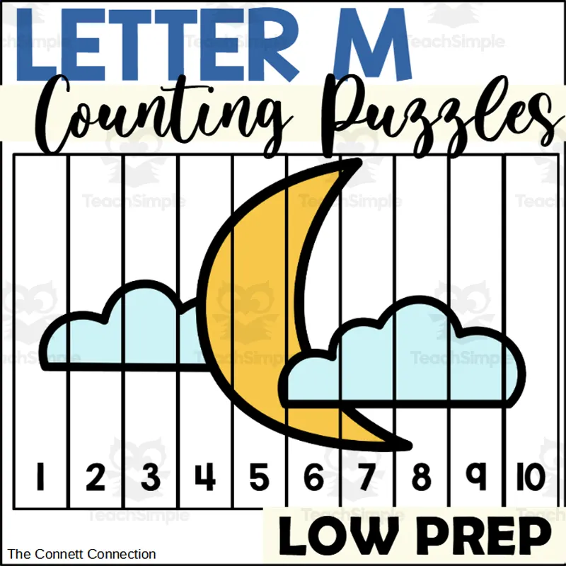 Letter M Counting to 10 Puzzles by Teach Simple