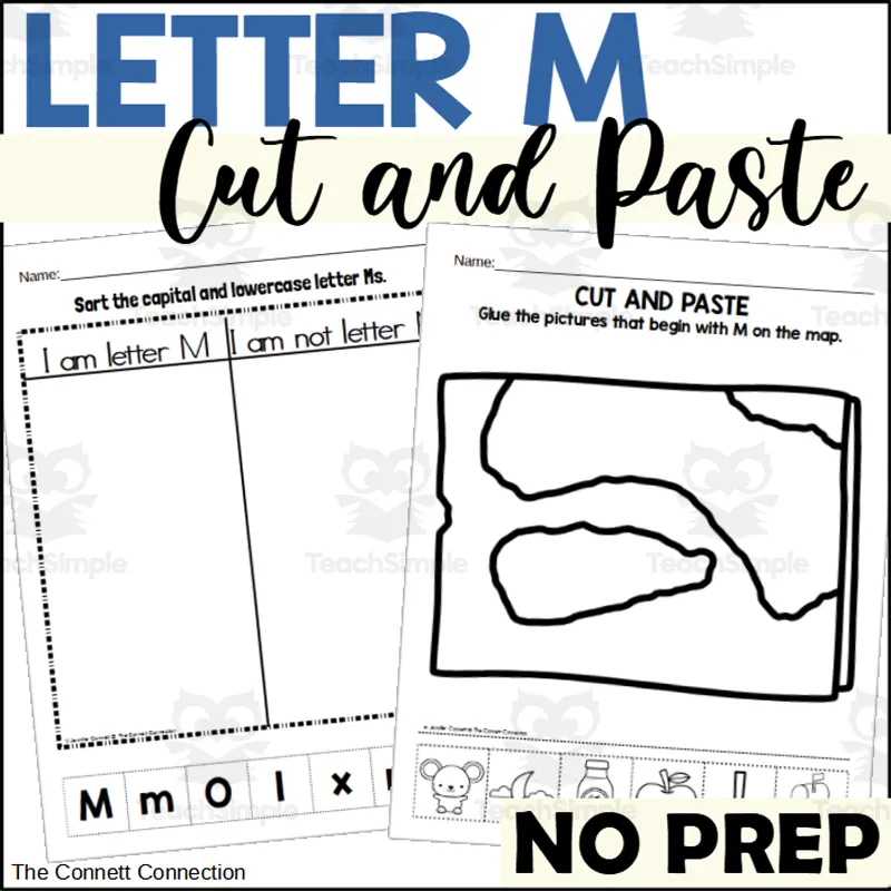 Letter M Cut and Paste Worksheets by Teach Simple