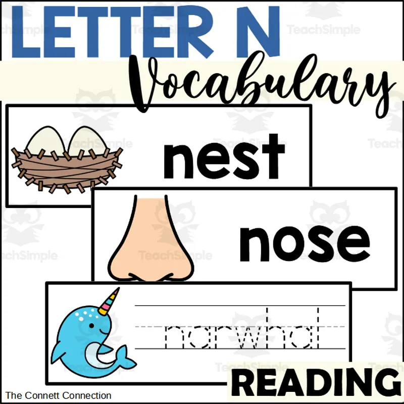 Letter N Vocabulary and Tracing Cards by Teach Simple