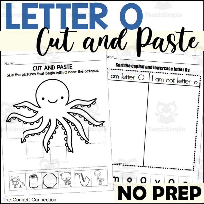 Letter O Cut and Paste Worksheets by Teach Simple