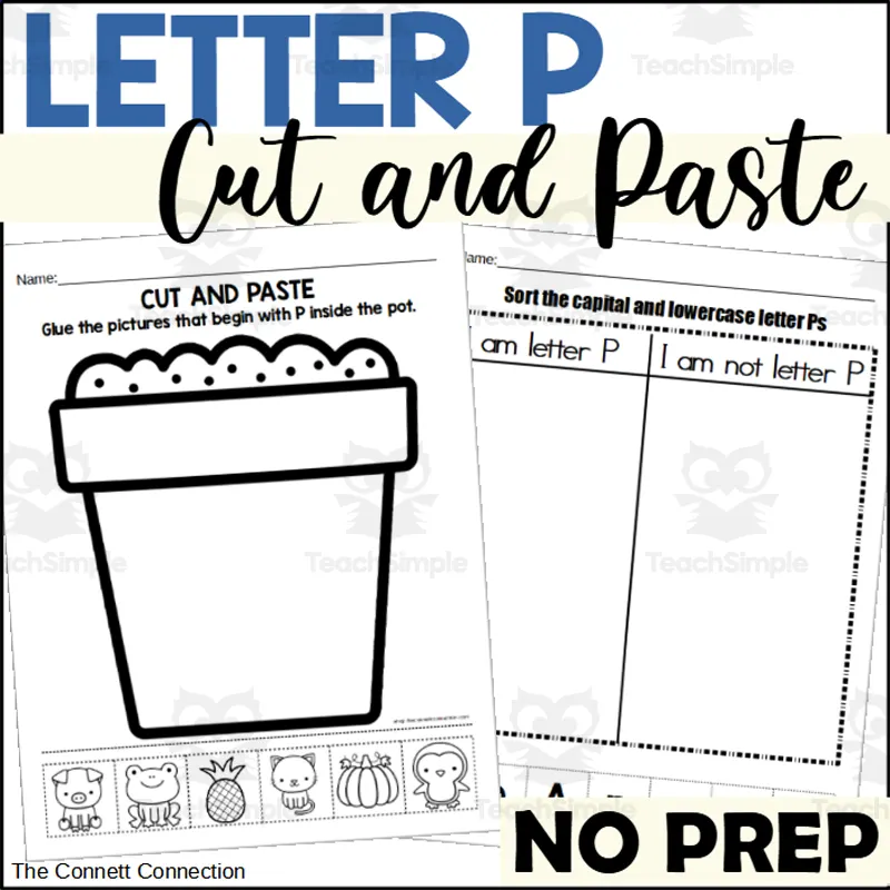 Letter P Cut and Paste Worksheets by Teach Simple