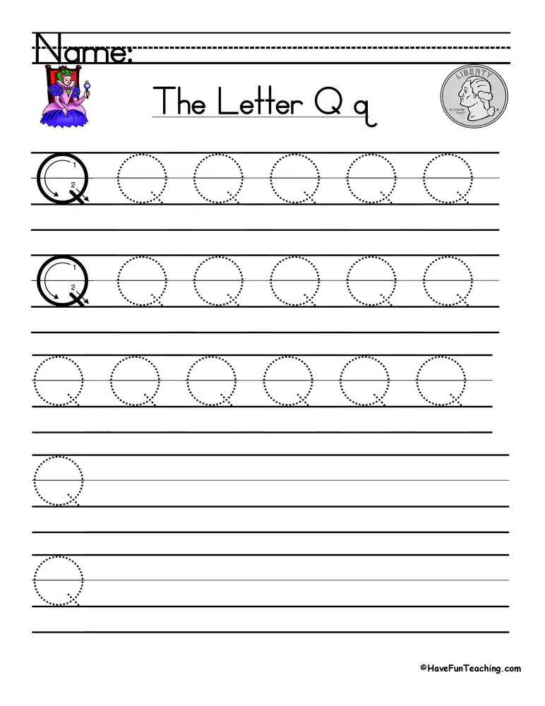 Letter Q Handwriting Practice Worksheet by Teach Simple
