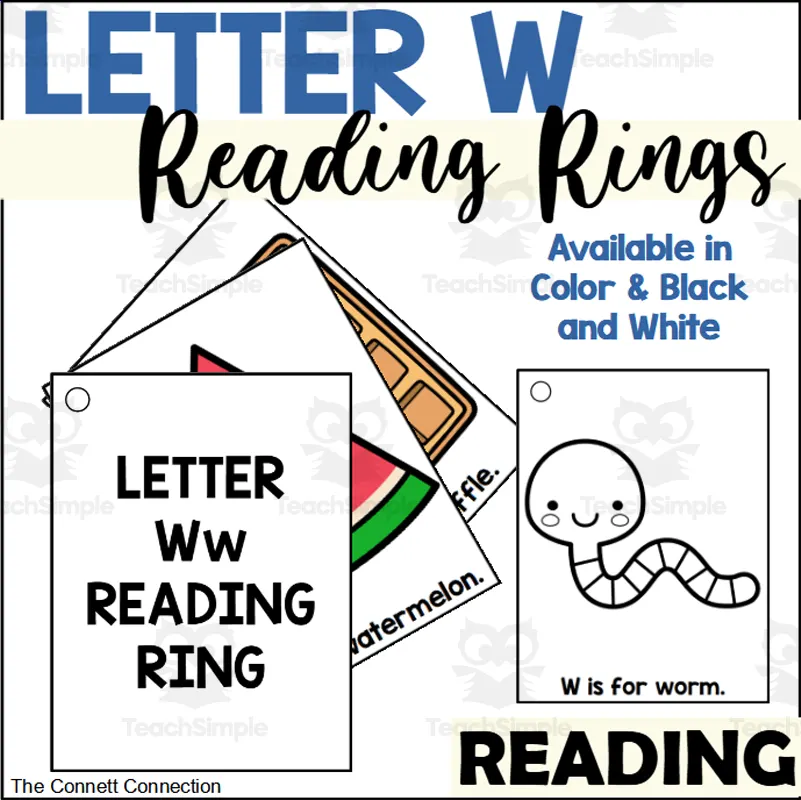 Letter W Reading Rings by Teach Simple