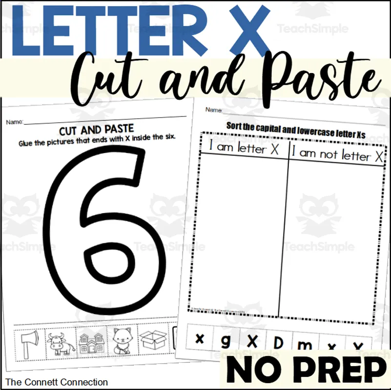 Letter X Cut and Paste Worksheets by Teach Simple