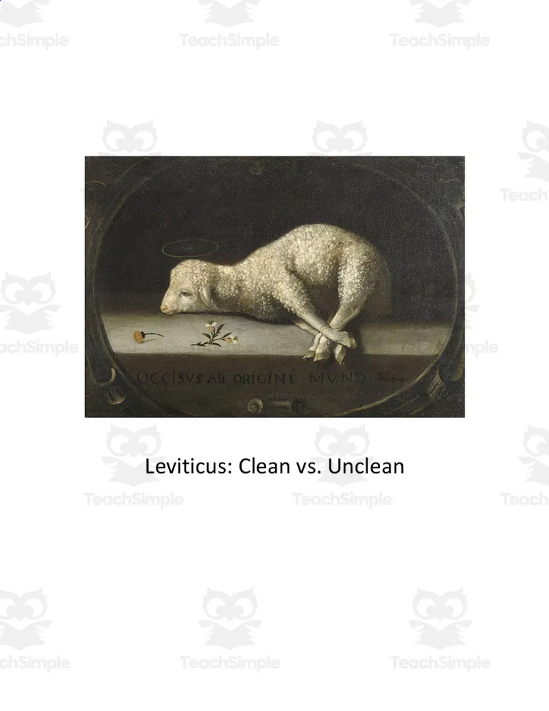Leviticus: Clean vs. Unclean Lesson by Teach Simple