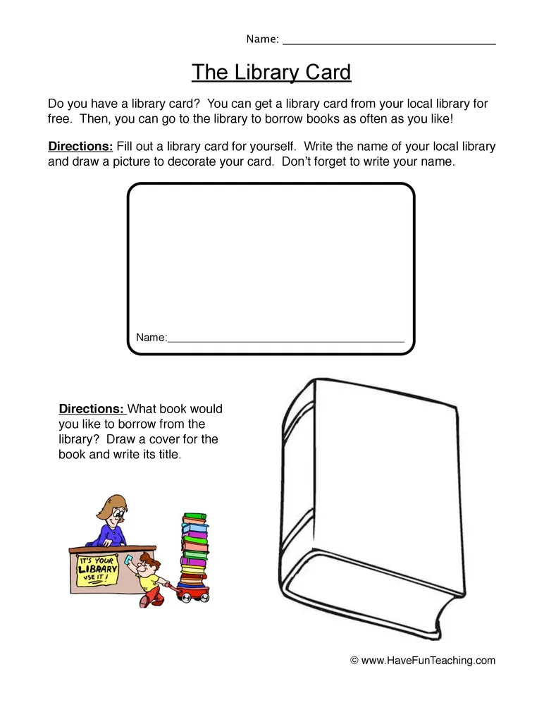 Library Skills Worksheet by Teach Simple