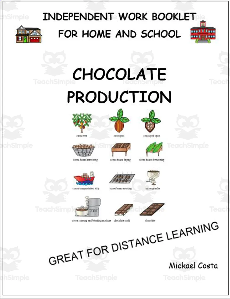 Literacy worksheets: Chocolate production by Teach Simple