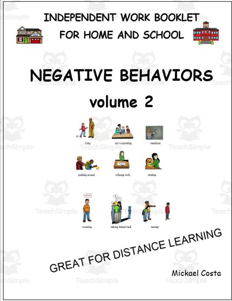 Literacy worksheets : Negative behaviors vol 2 by Teach Simple