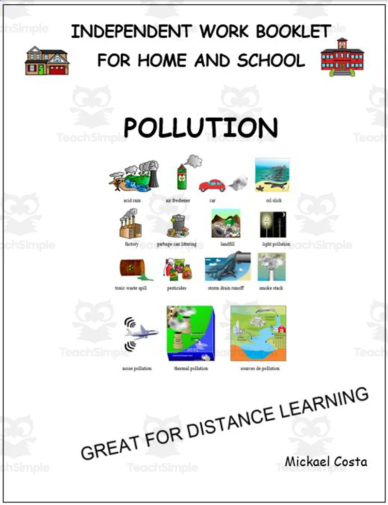 Literacy Worksheets: pollution by Teach Simple