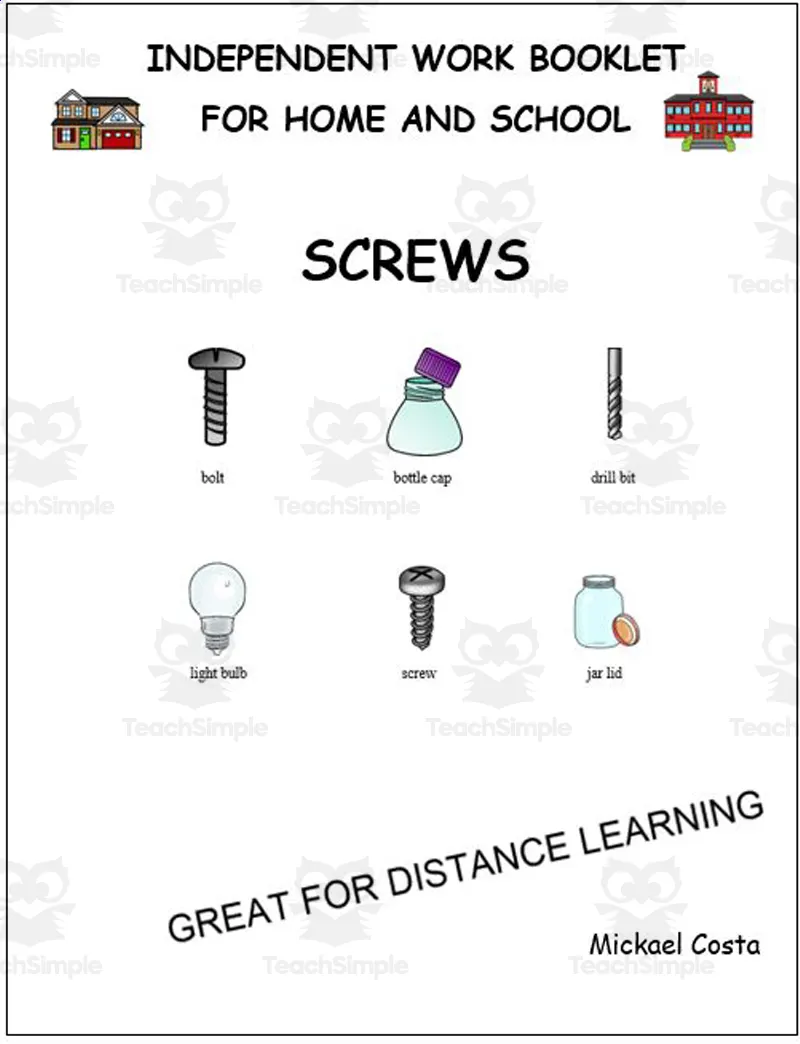 Literacy Worksheets: Screws by Teach Simple