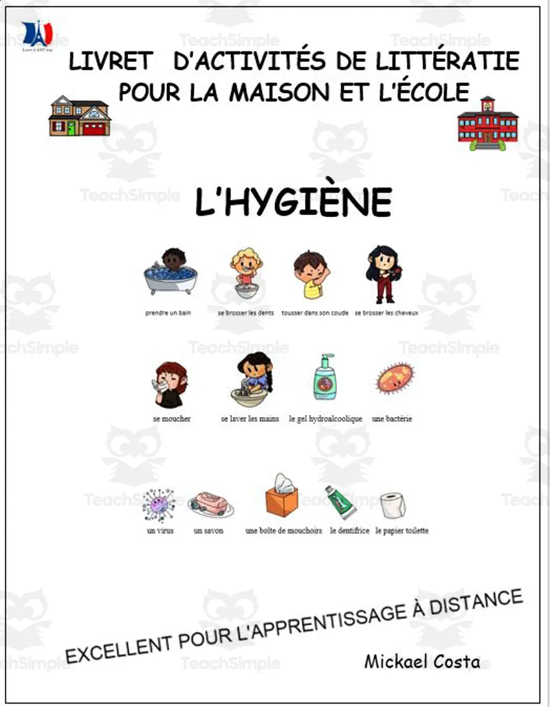 Livret d’activités de littératie et vocabulaire: Hygiène by Teach Simple
