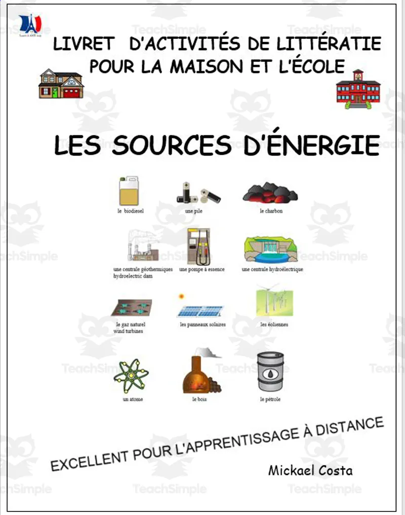 Livret d’activités de littératie et vocabulaire: Les source d'énergie ...