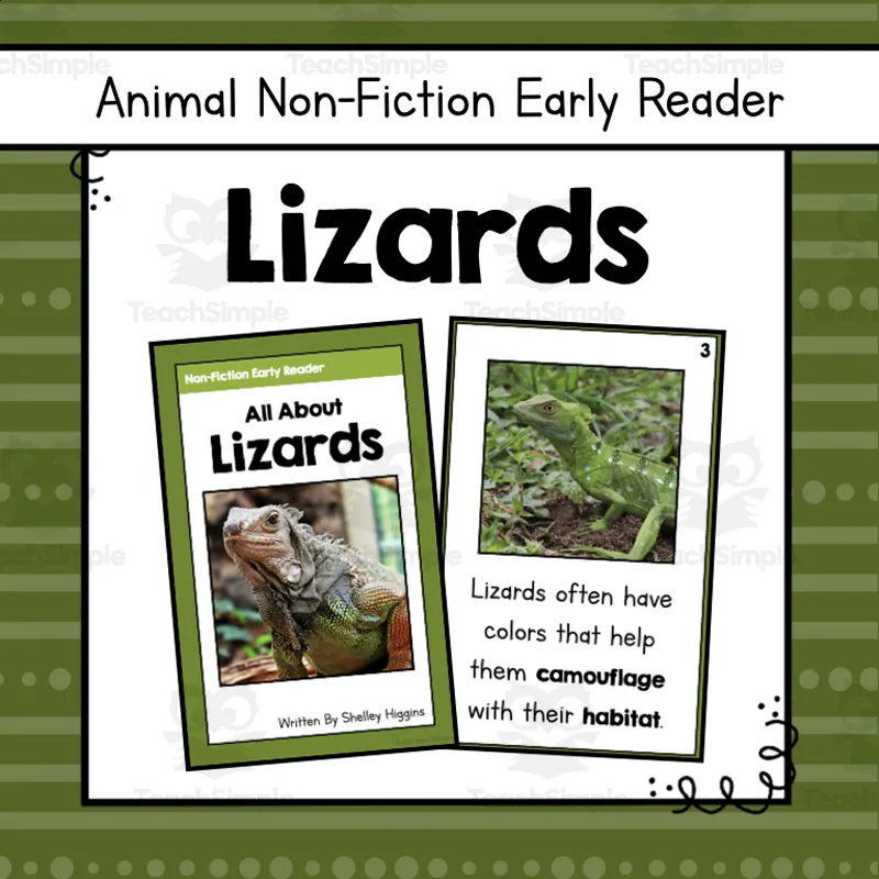 Lizards Early Reader Nonfiction Book by Teach Simple