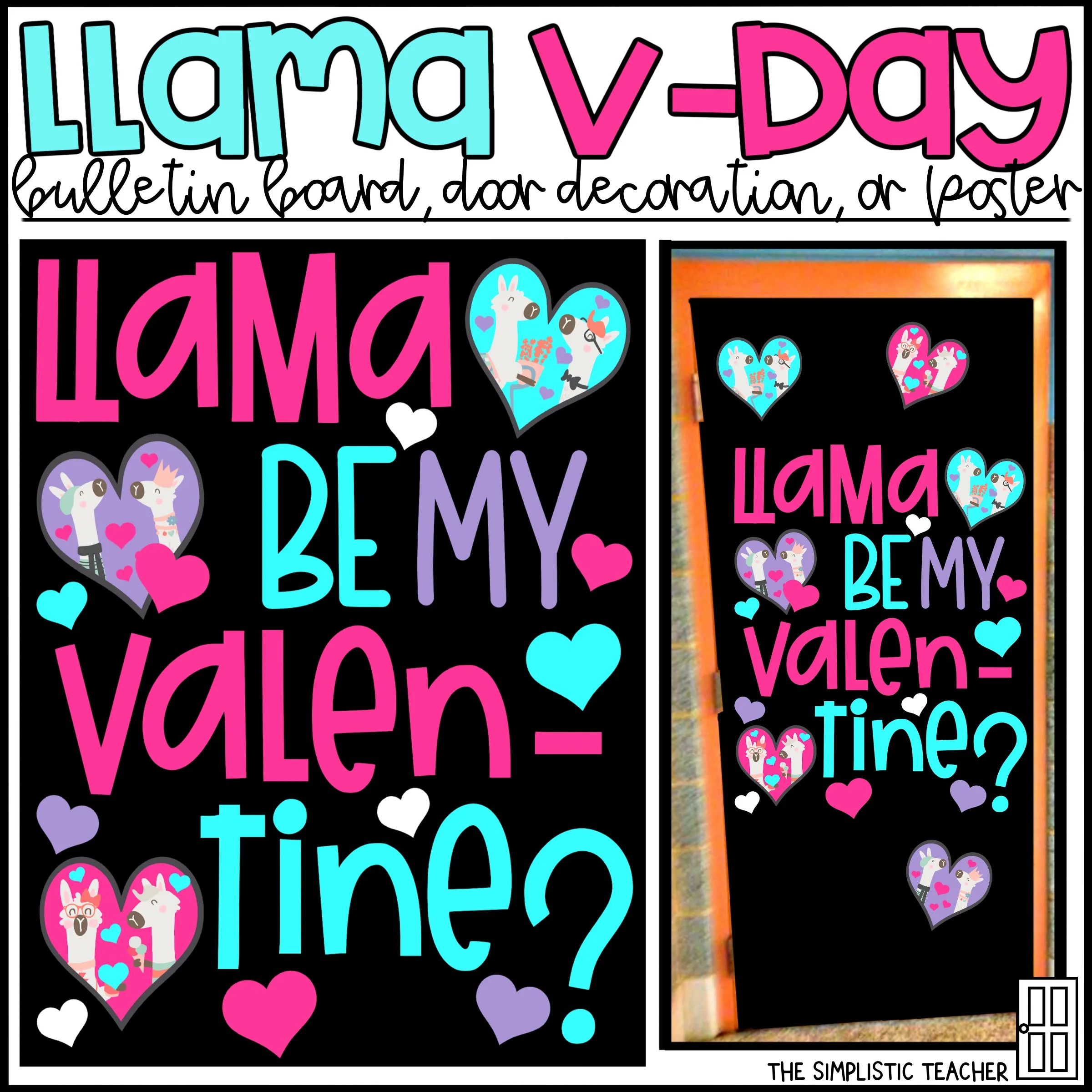 Llama Valentine's Day Bulletin Board Kit, Door Decoration Set, or ...