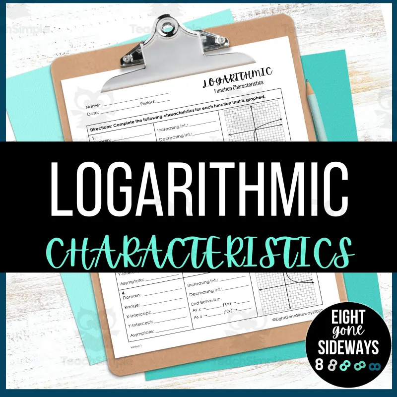Logarithmic Characteristics Worksheet by Teach Simple