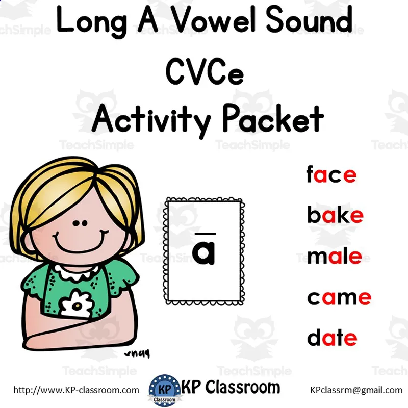 Long A CVCe Vowel Sound Activity Packet and Worksheets by Teach Simple