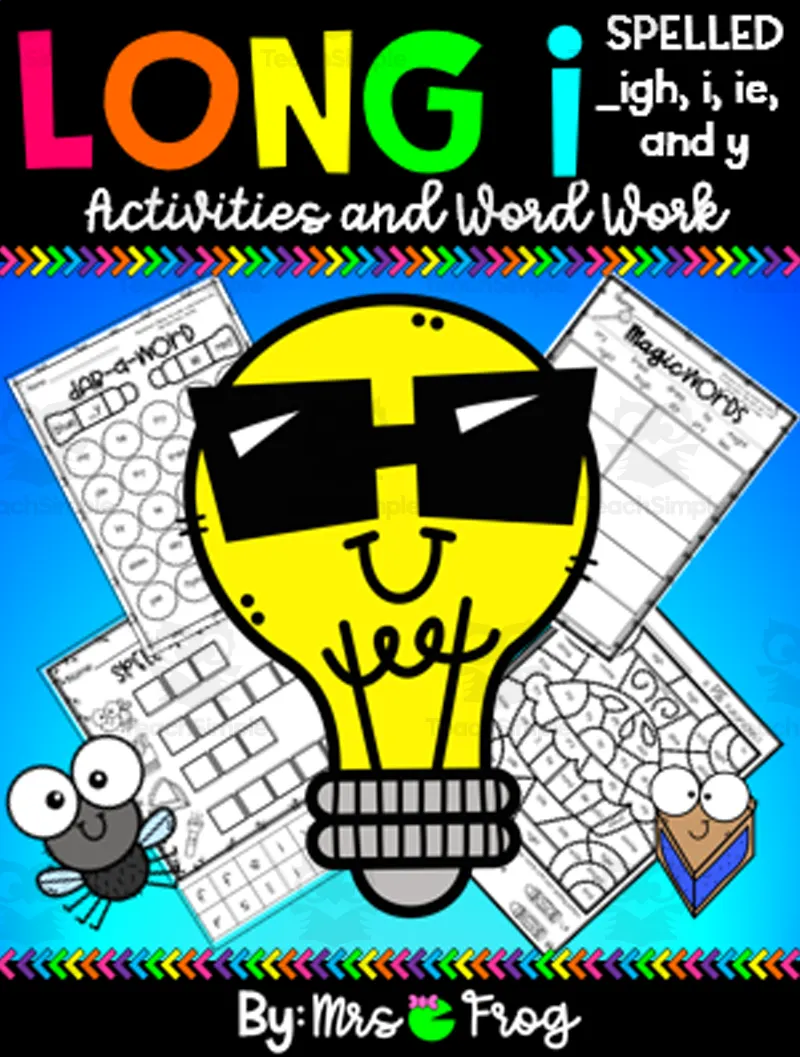 Long I Spelled i, _igh, _ie, and _ey Activities and Word Work Bundle by ...