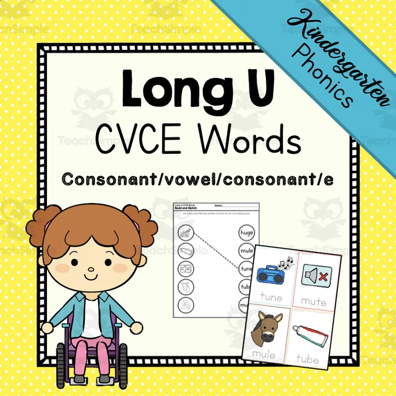 Long U CVCE Words Activity Packet by Teach Simple
