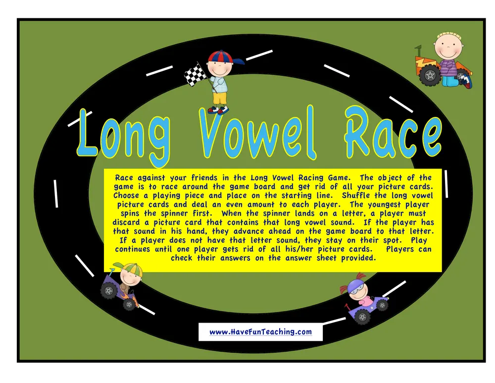 Long Vowel Race Long Vowels Activity by Teach Simple