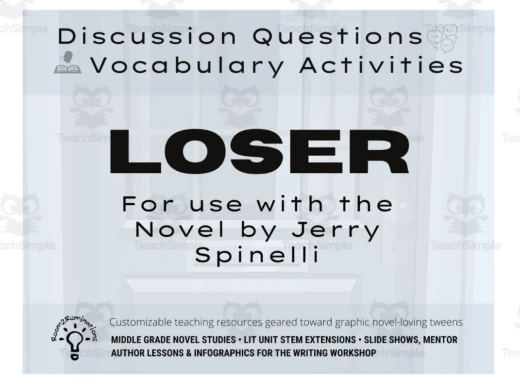 "Loser" Discussion Questions + Vocabulary by Teach Simple