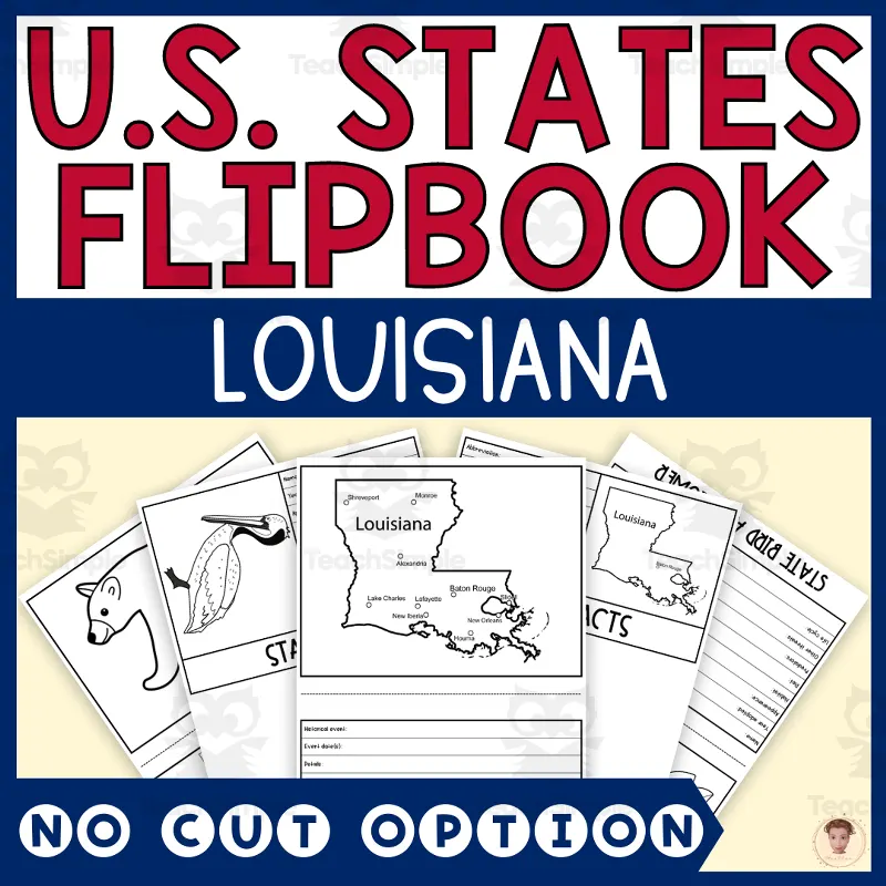 Louisiana State Flipbook (Capital, Bird, Flower, Flag, Animal) by Teach ...