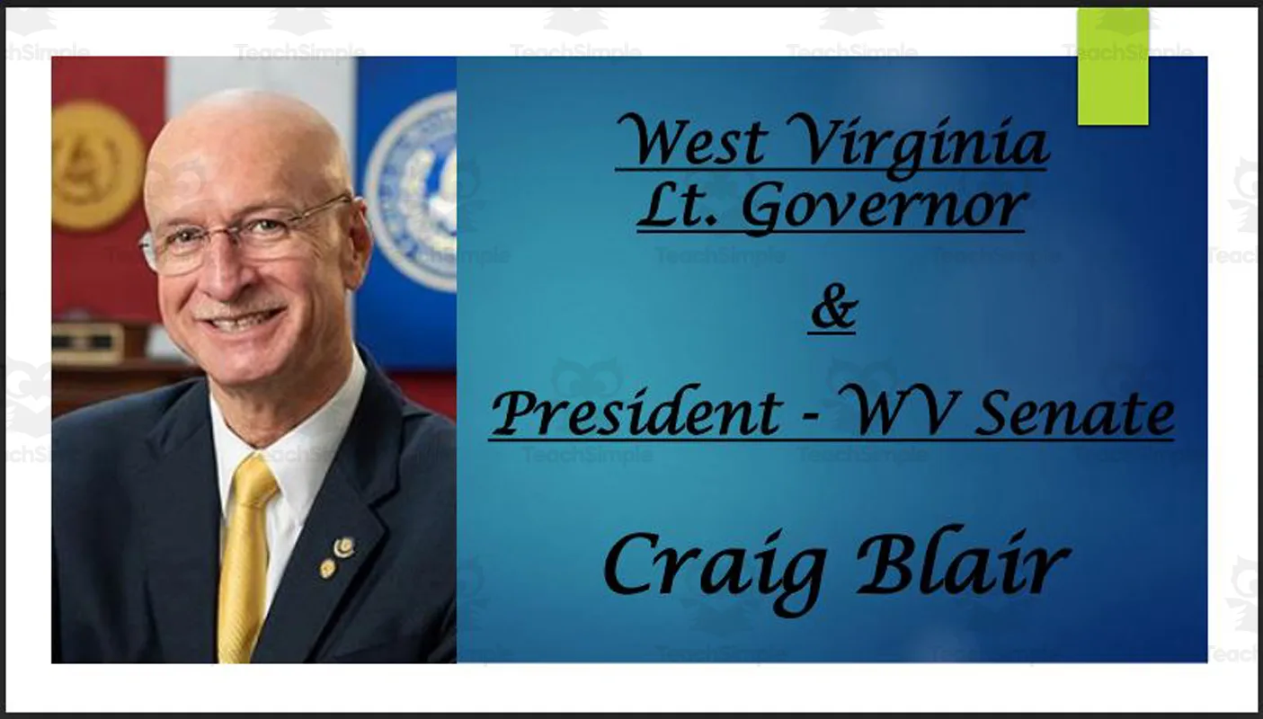 Lt. Governor Craig Blair (WV) Biography PowerPoint by Teach Simple