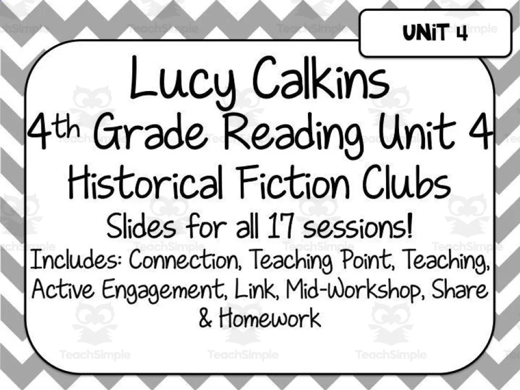 Lucy Calkins Reading for 4th Grade | Unit 4: Historical Fiction Clubs ...