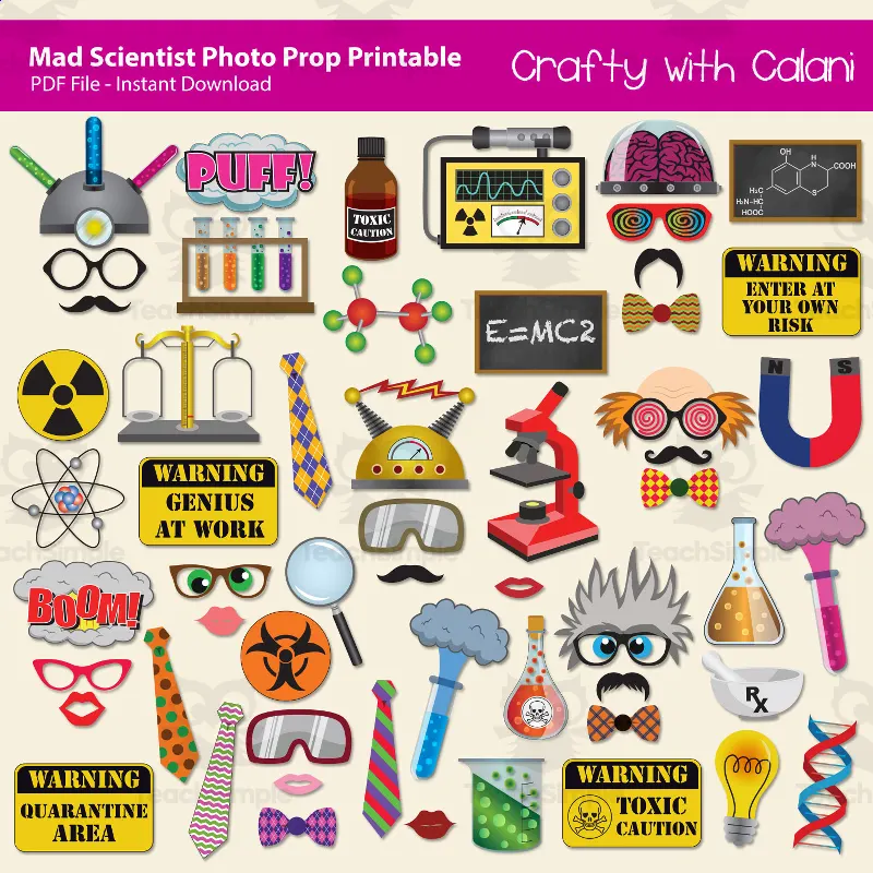 Mad Scientist Printable Photo Booth Prop Classroom Activity by Teach Simple