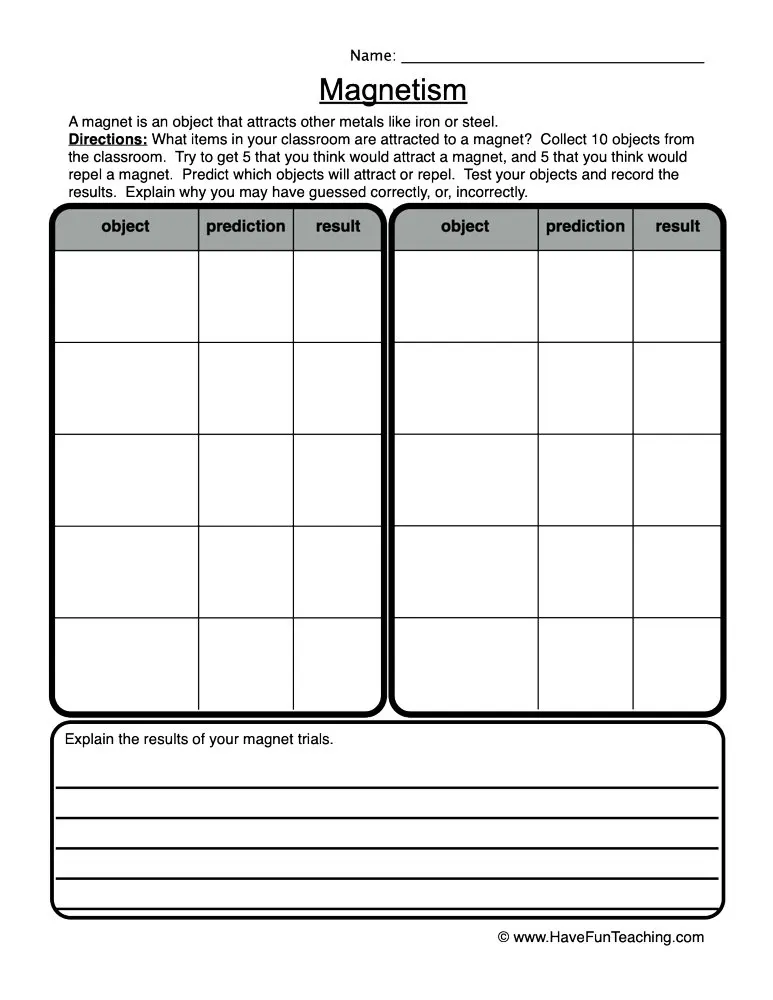 Magnetism Worksheet by Teach Simple
